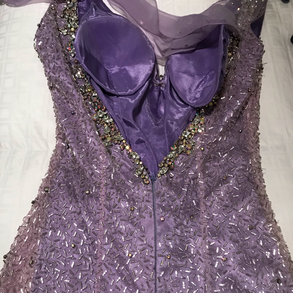Beautiful Fully Beaded Lavender Evening Gown - Gem
